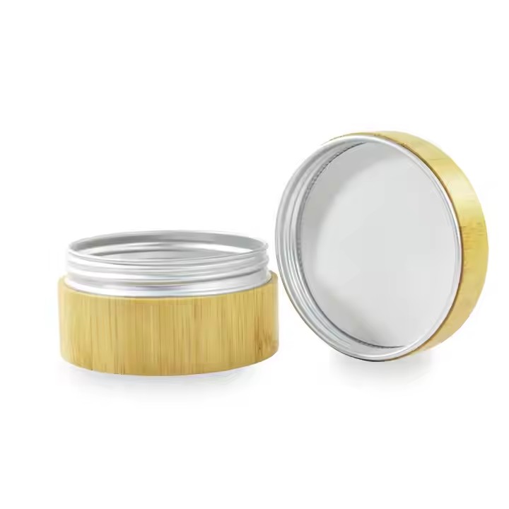 Natural Cosmetic Bamboo Container 5g 15g 30g 50g 100g 150g Aluminum ...